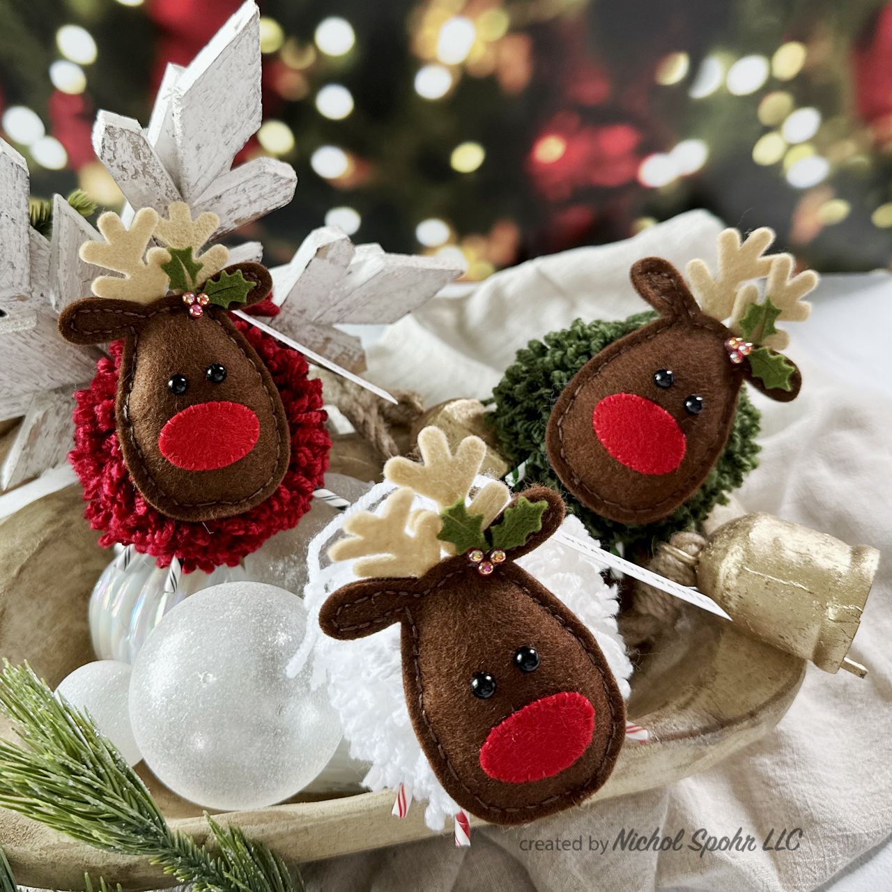 Pom Pom Felt Reindeer Ornaments | Handmade Holiday 2023 – Nichol Spohr LLC