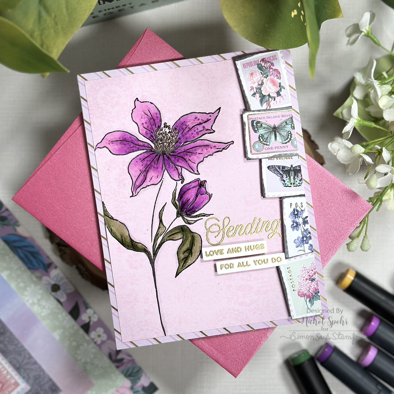 Floral Postage Stamp Card (Simon Says Stamp April 2024 Card Kit ...
