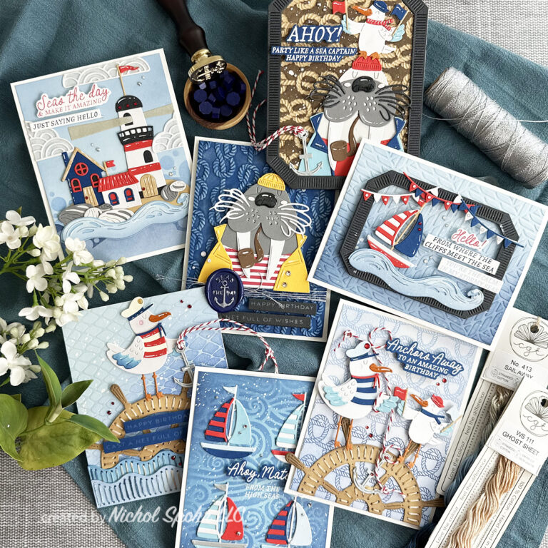 SEVEN Adorable Nautical Cards with June 2025 Spellbinders Club Kits ...